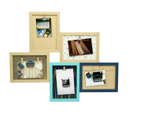 Creative Frame with Clips for 3 Photos Family Multi Photos Frames Collage Easy Quick Change Photo Collage Hang on Wall