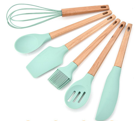 Silicone kitchen utensils 6 pcs/set non-stick cooking pan/pot