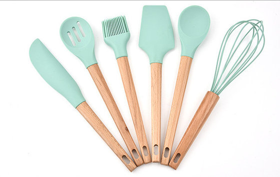 Silicone kitchen utensils 6 pcs/set non-stick cooking pan/pot