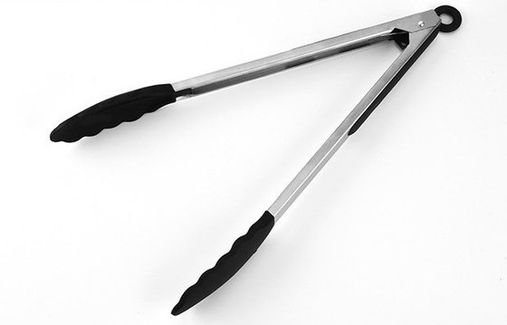 Silicone black food tong baking kitchen utensil