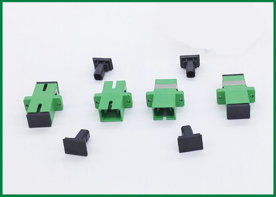 SC/APC Simplex Fiber Optic Adaptor / Couplers , Green Plastic Housing Black Dust Cap
