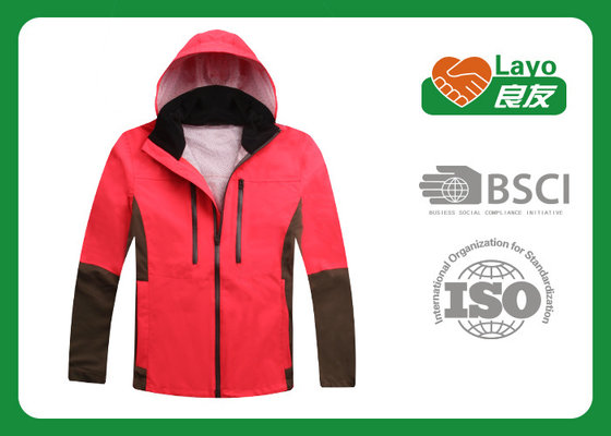 Fashionable Style Womens Windbreaker Jackets With Hood Red Color 