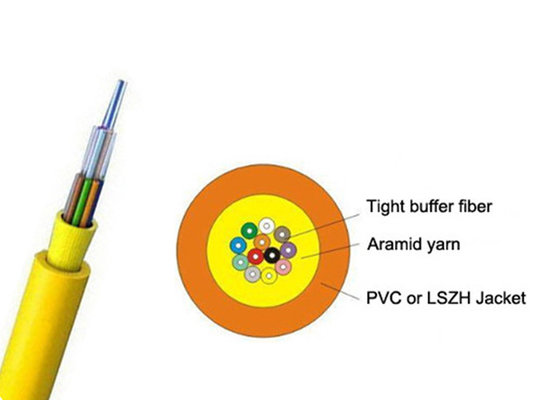 Aramid Yarn Indoor Fiber Optic Cable GJFJV Tight Buffer PVC Sheath