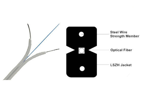 Indoor Flat Drop Cable LSZH / PVC Sheath FTTH Bow Type High Tensile Strength