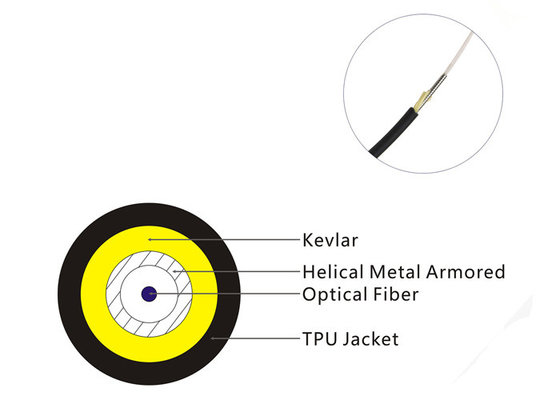Helical Armored Tactical Fiber Optic Cable For Broadcast / Filed PE Sheath