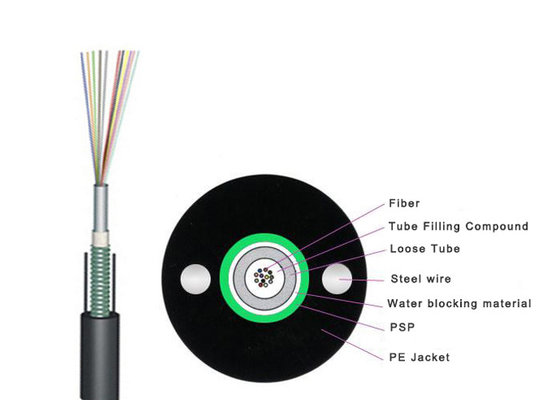 Central Tube Light Armored Fiber Optic Cable , 8.2mm Dia GYXTW Fiber Optic Cable