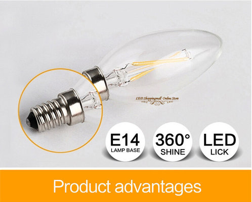 Restaurant LED E14 Candle Light Bulb Filament 6000K - 6500K High Brightness No Humming