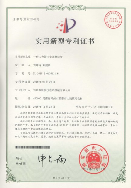 China Zhengzhou Leizhan Technology Paper Machinery Co., Ltd. zertifizierungen