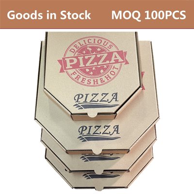 Goods in Stock Wholeasale Hexagonal Corrugated Kraft 8-12 Inch Pizza Box, MOQ 100PCS