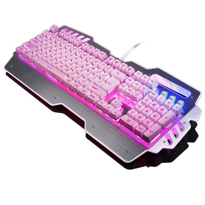 Professional LED Backlight Metal Mechanical Keyboard 104 Keys Blue Switch