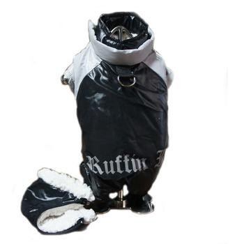 Customized Doggie / Dog Snowsuits With Feet Black & Grey For Bichon Frise