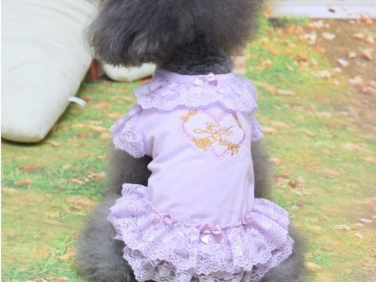 Medium Dog clothes shih tzu puppies Dress Cute Purple Lace Tutu Tulle