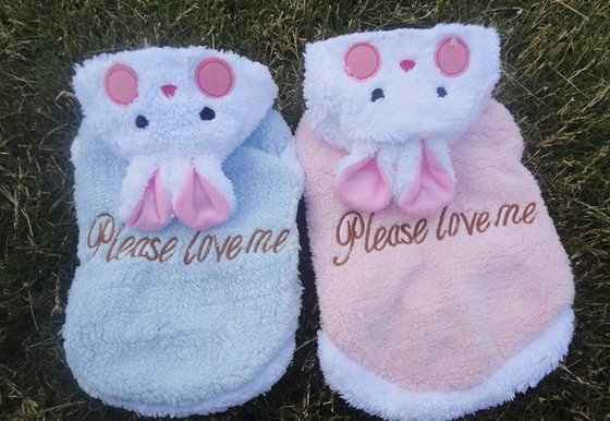 Pet Jumpsuits Light Blue / Pink color , Lovely Rabbit Style medium dog shih tzu clothes