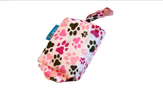 Lightweight Waterproof Packable Dog Rain Poncho , Pitter Patter Pink , Medium