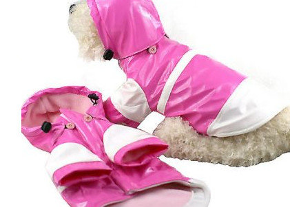 Eco-Friendly Pet Dog Pvc Raincoat / Doggie Raincoat Coat Hoodie Pink Color