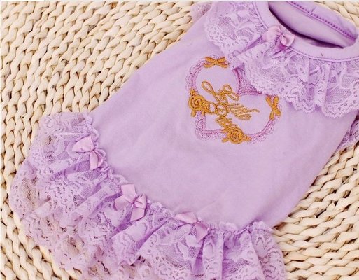 Medium Dog clothes shih tzu puppies Dress Cute Purple Lace Tutu Tulle