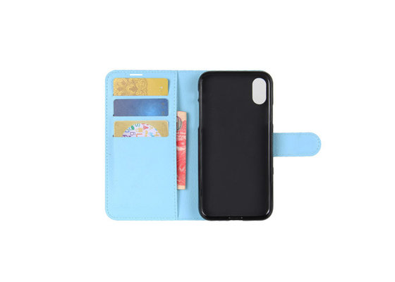 Sky Blue Pu Leather Phone Case Wallet Style Logo Printing For IPhone 7