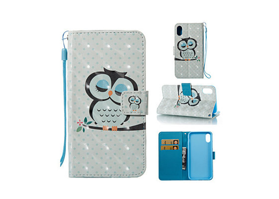 Waterproof Pu Leather Iphone Case , Smooth Surface Cartoon Phone Cases For Iphone X