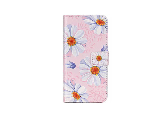 Pink Floral Apple Cell Phone Cases For IPhone 7 Pu Material Custom Made