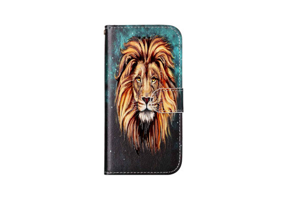 Lion Head Scratch Resistant Phone Case Pu Material Custom Pattern Design