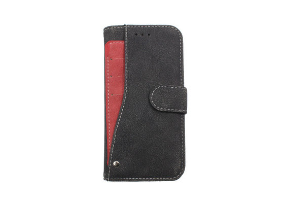 Black Iphone 6 Magnetic Wallet Case , Pu Leather Waterproof Cell Phone Case