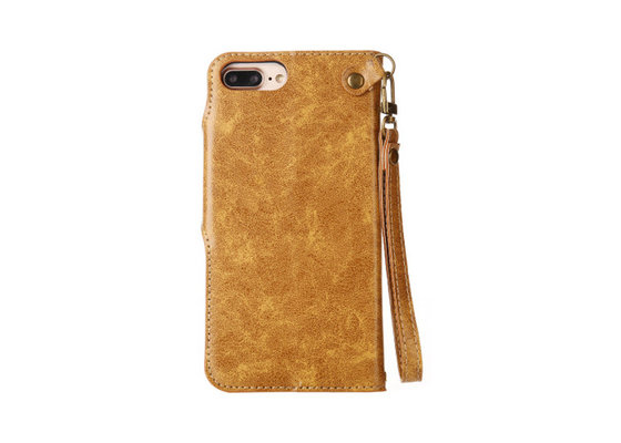 Orange Theme Vintage Wallet Case For Iphone Gloss Finish Full Protection