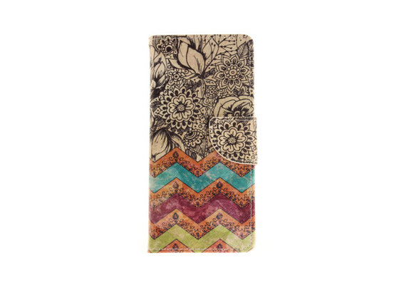 Tpu Leather Phone Case With Card Holder , Ethnic Flavor Leather Flip Cell Phone Cases