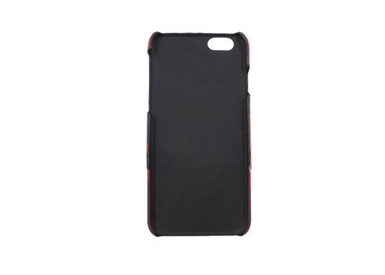 Iphone 6 Genuine Leather Wallet Case Black / Red Color Matting Surface