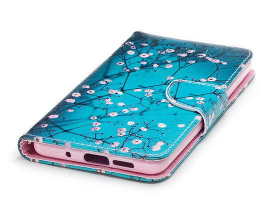 Cherry Blossom Card Pocket Phone Case , Pu Leather Phone Cases For Huawei