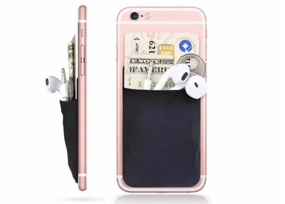 Simple Lycra Promotional Adhesive Credit Card Holder For Cellular Phone Accessories
