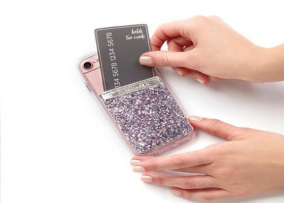 OEM Mobile Phone Accessories PU Sequin Customize Credit Card Holder
