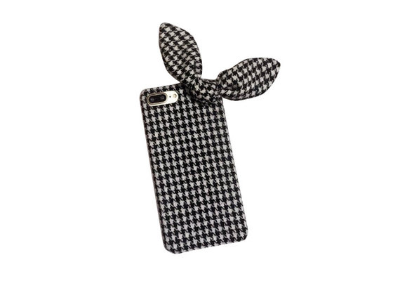 Bowknot / Plaid Canvas Protective Phone Cases For Iphone X Silent Switch Accessible
