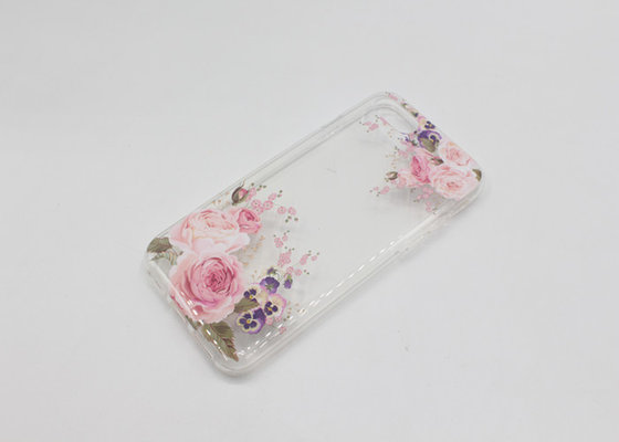 Washable Anti-dust Cell Phone Back Cover For Iphone 8 X ,Transprent Tpu Imd Flower