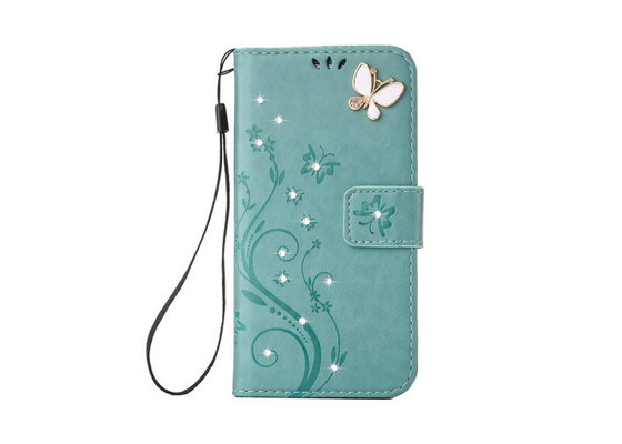 4 Color PU Leather Samsung Samsung Cases With Butterfly Crystal Decoration