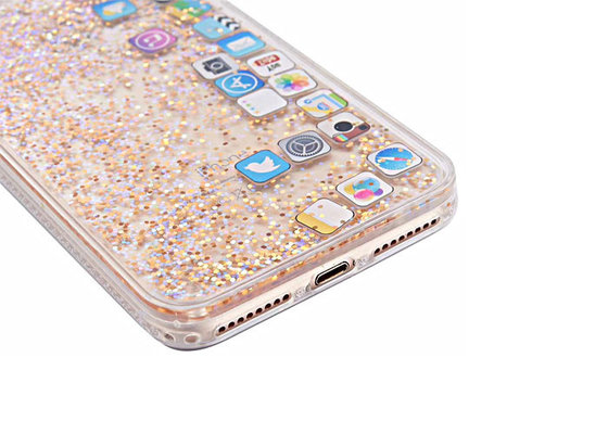 Creative Moveable Icons Looking Bling Glitter Liquid-sand Protective Phone Cases