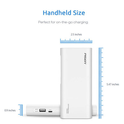 PISEN External Battery CB CE FCC LED Universal Mobile Power Bank 10000mAh Portable Charger