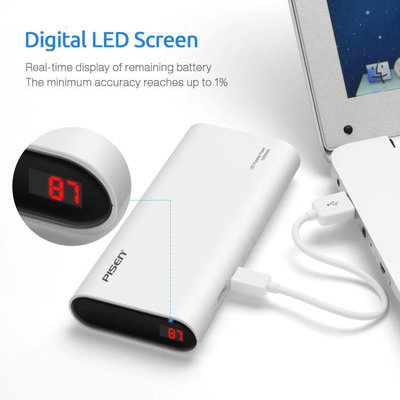 PISEN External Battery CB CE FCC LED Universal Mobile Power Bank 10000mAh Portable Charger