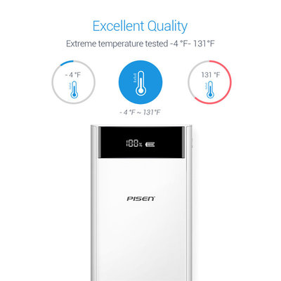 PISEN Dual USB Output 18650 Lithium-ion Battery LCD Universal Power Bank 20000mAh Portable Charger CB FCC CE Certificate