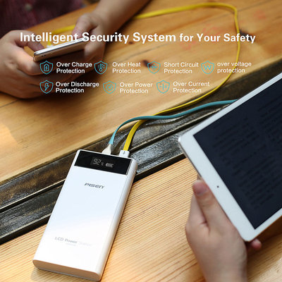 PISEN Dual USB Output 18650 Lithium-ion Battery LCD Universal Power Bank 20000mAh Portable Charger CB FCC CE Certificate