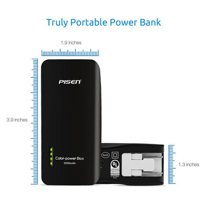 PISEN AC Plug Multilcolor CCC FCC UL RoHS Mobile Unversal Power Bank 5000mAh Portable Charger