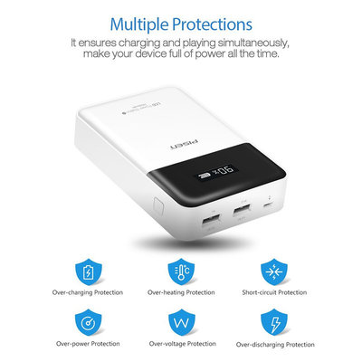2.4A LCD Fast Charging Dual USB Output PISEN Mobile Universal Power Bank 10000mAh Portable Charger CB CE FCC Certificate