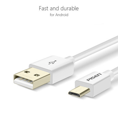 PISEN 0.8m 1m 1.5m 3m 2 in 1 Micro USB Data Cable for Android