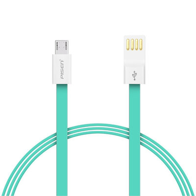 PISEN 0.8m 2.6ft Multicolor Fast Charging 2 in 1 Flat Micro USB Cable for Android
