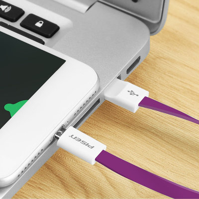 PISEN 0.8m 2.6ft Multicolor Fast Charging 2 in 1 Flat Micro USB Cable for Android