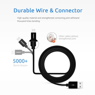 PISEN 1m 3.28ft 2 in 1 Fast Charging Micro USB Cable for Samsung Nokia Motorola