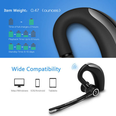 PISEN Rotatable Ear Hook Handfree NFC Noise Cancelling Mini Wireless Stereo Bluetooth Earphone With Double Mic