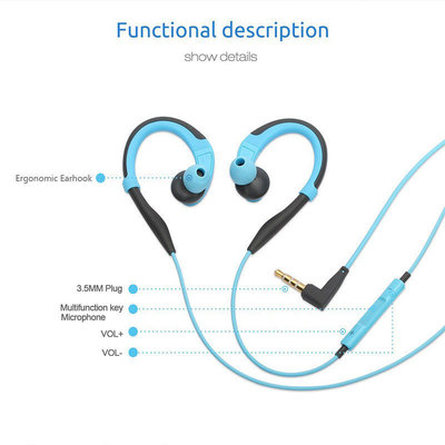 PISEN 1.5m 4.9ft Cable Shock Proof Anti Drop Sweat Resistant In-Ear Wired Sport Earphone With Mic for iPhone