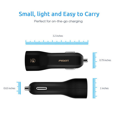PISEN Mobile Phone Universal Smart Wireless 5V 1A 2A Dual USB Car Charger CE FCC Certification
