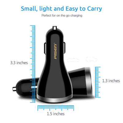 PISEN CE FCC Certification Mobile Phone Fast Charging Portable Wireless Universal 3 Port USB Car Charger