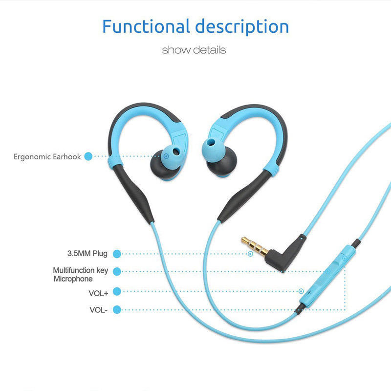 PISEN 1.5m 4.9ft Cable Shock Proof Anti Drop Sweat Resistant In-Ear Wired Sport Earphone With Mic for iPhone